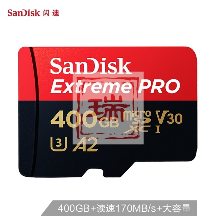 闪迪（SanDisk）400GB TF（MicroSD）存储卡 U3 C10 A2 V30 4K 至尊超极速移动版 读速170MB/s 写速90MB/s